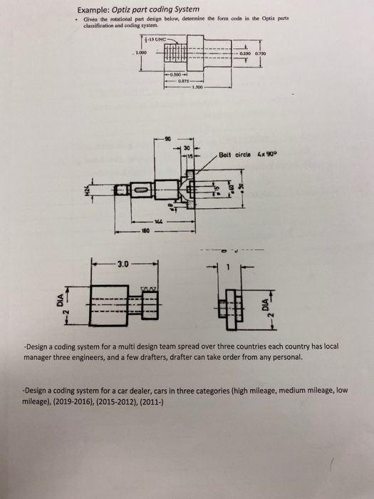Solved Example: Optiz part coding System . Given the | Chegg.com