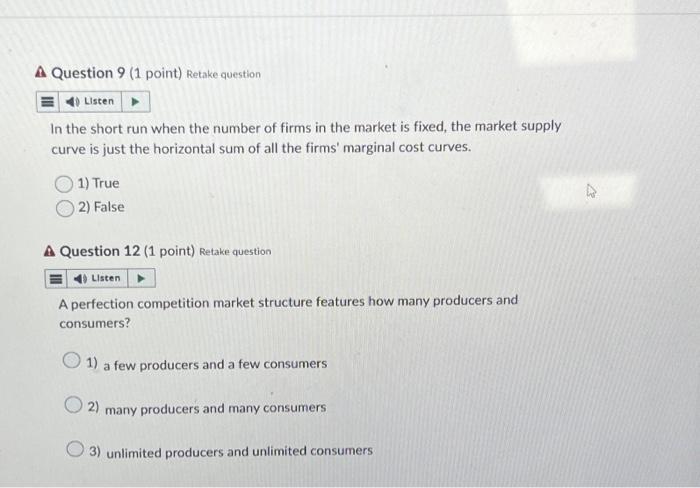A Question 9 (1 point) Retake question Listen In the | Chegg.com