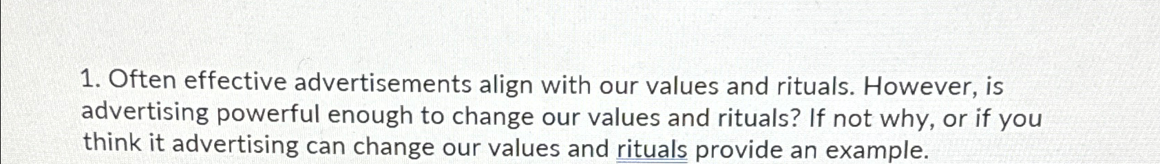 Solved Often effective advertisements align with our values | Chegg.com