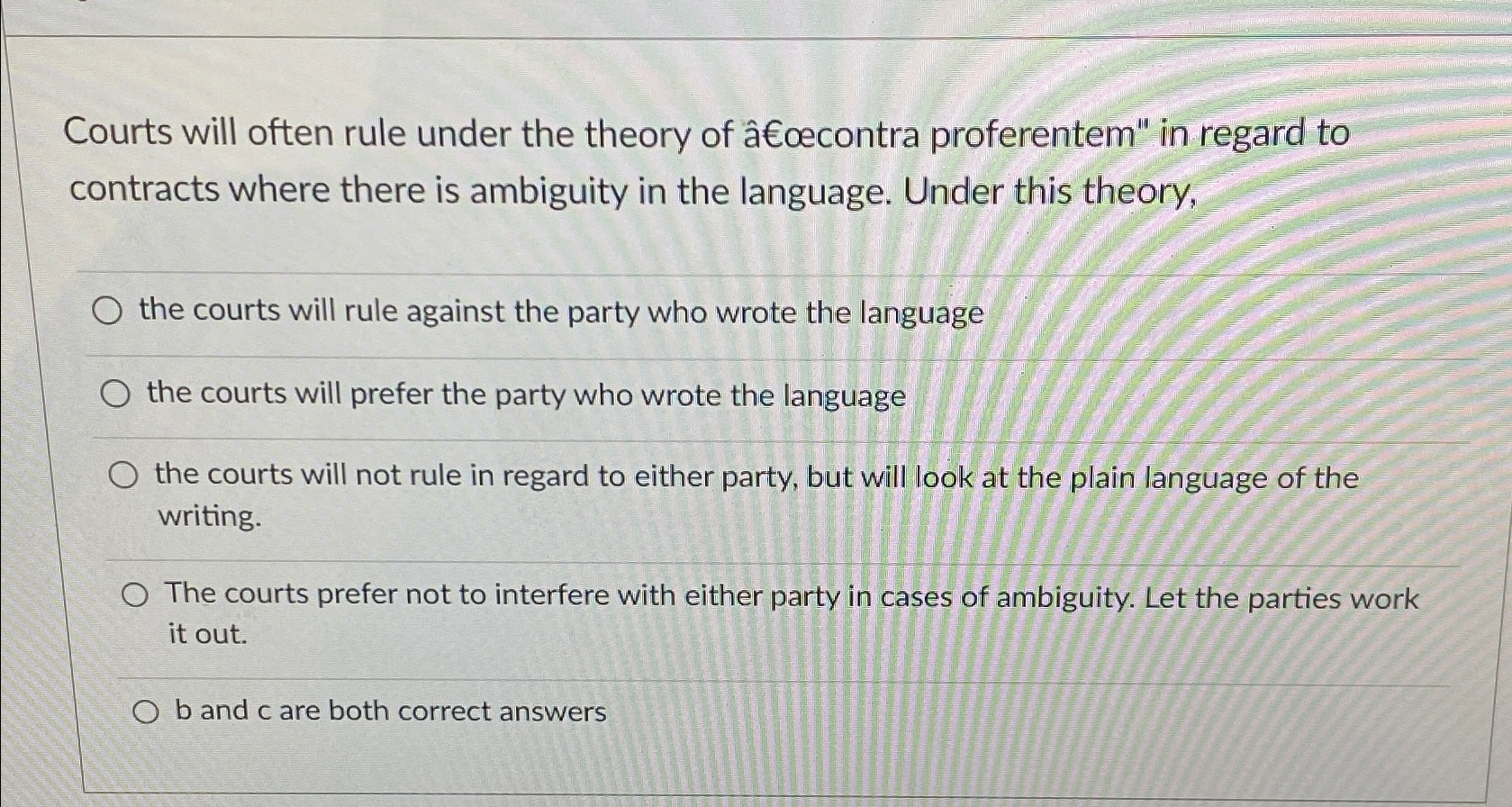 Solved Courts will often rule under the theory of â€œcontra | Chegg.com