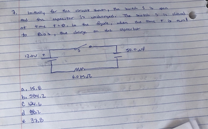 Solved and at to Initially for the cirwit shown the switch s | Chegg.com