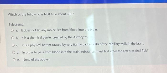 Solved Which of the following is NOT true about BBB? Select | Chegg.com