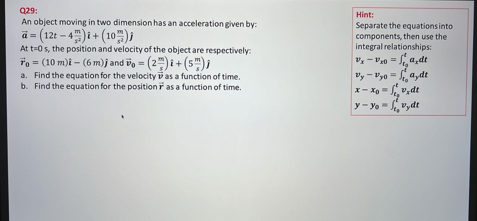 Solved Q29:An object moving in two dimension has an | Chegg.com