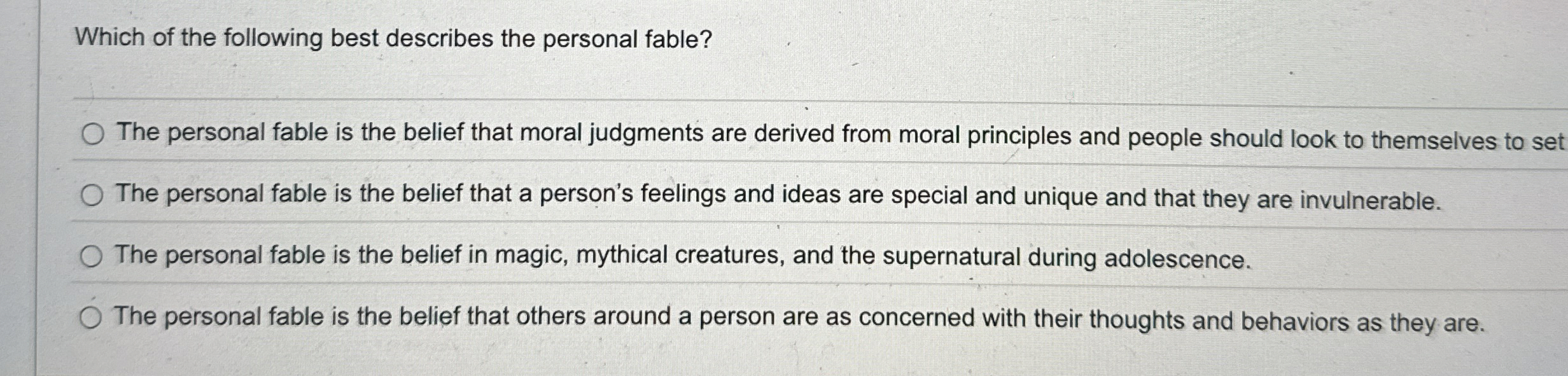 Solved Which of the following best describes the personal | Chegg.com