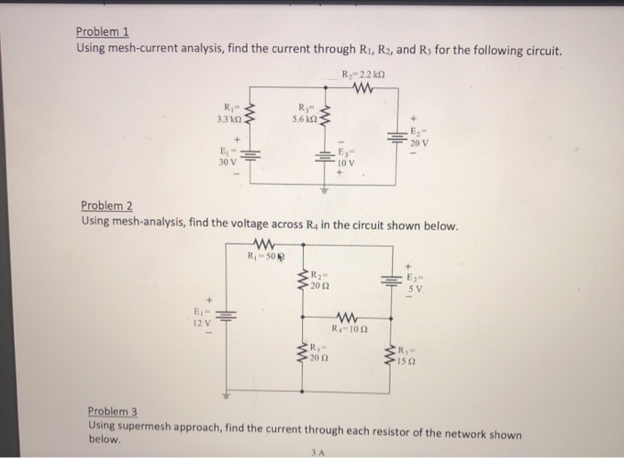 Solved Problem 1 Using mesh-current analysis, find the | Chegg.com