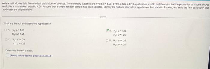 Solved Adata set includes data from student ovaluations of | Chegg.com