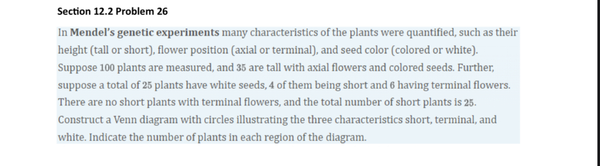 Solved Section 12.2 ﻿Problem 26In Mendel's genetic | Chegg.com