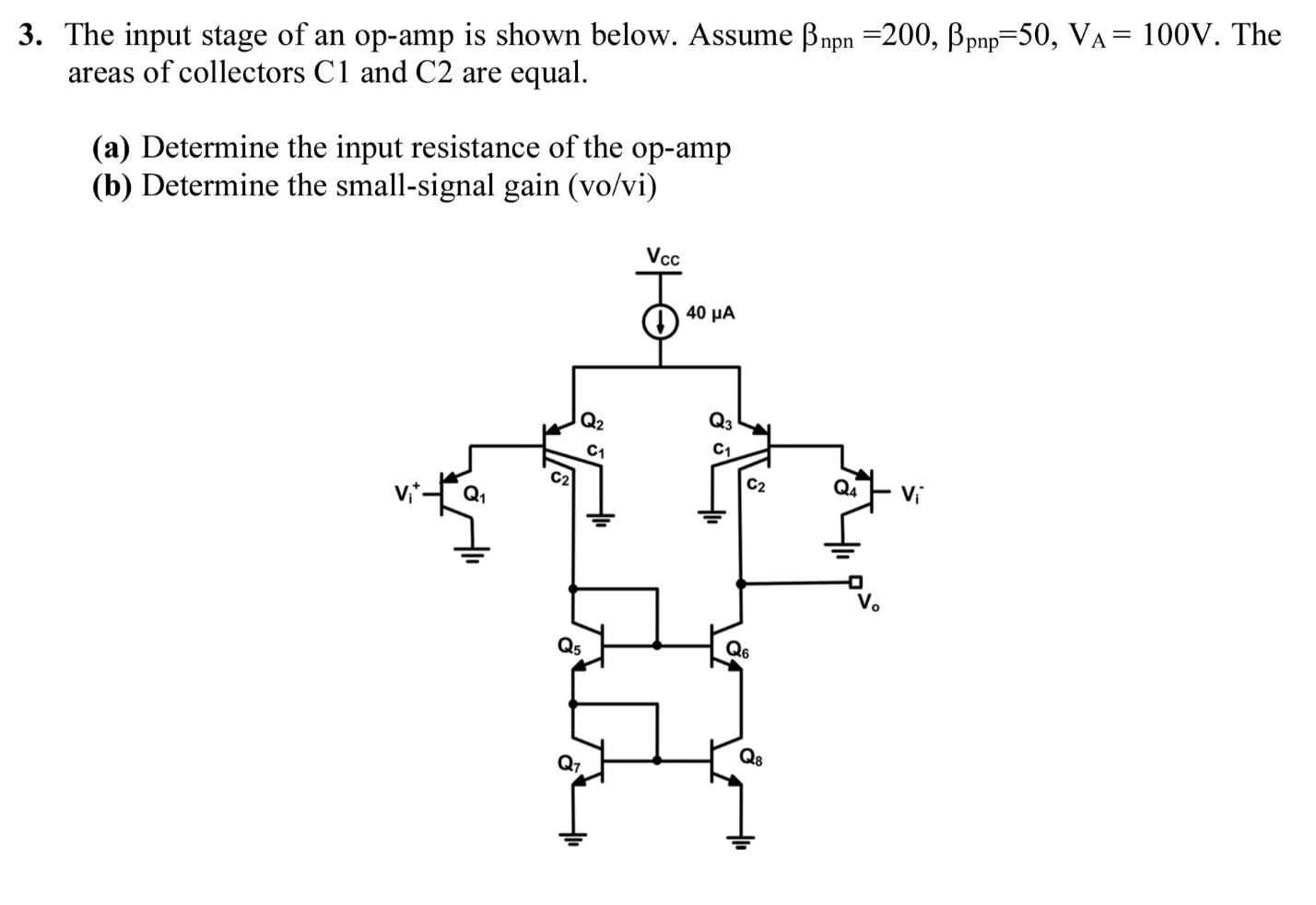 Solved The input stage of an op-amp is shown below. Assume | Chegg.com