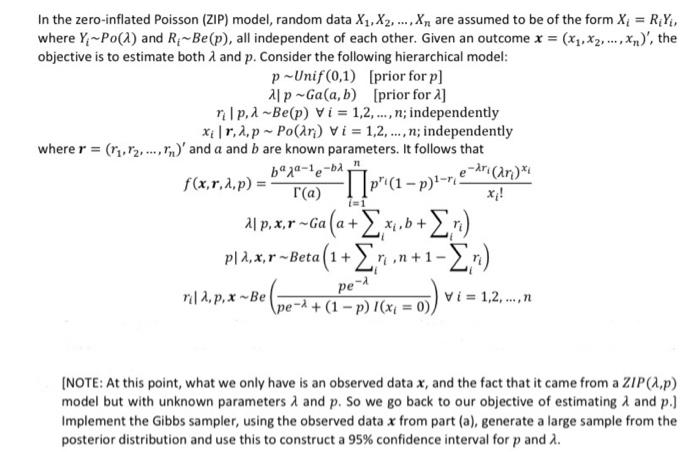 Solved In the zero-inflated Poisson (ZIP) model, random data | Chegg.com