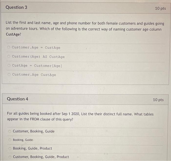 Solved Using the following Database structure to answer | Chegg.com