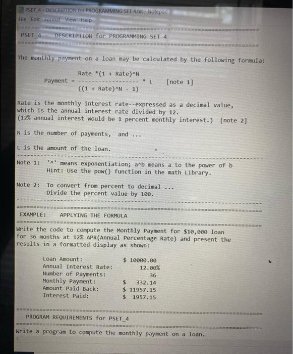 Solved Pset 4 Description For Programming Set 46 Notepad 0675