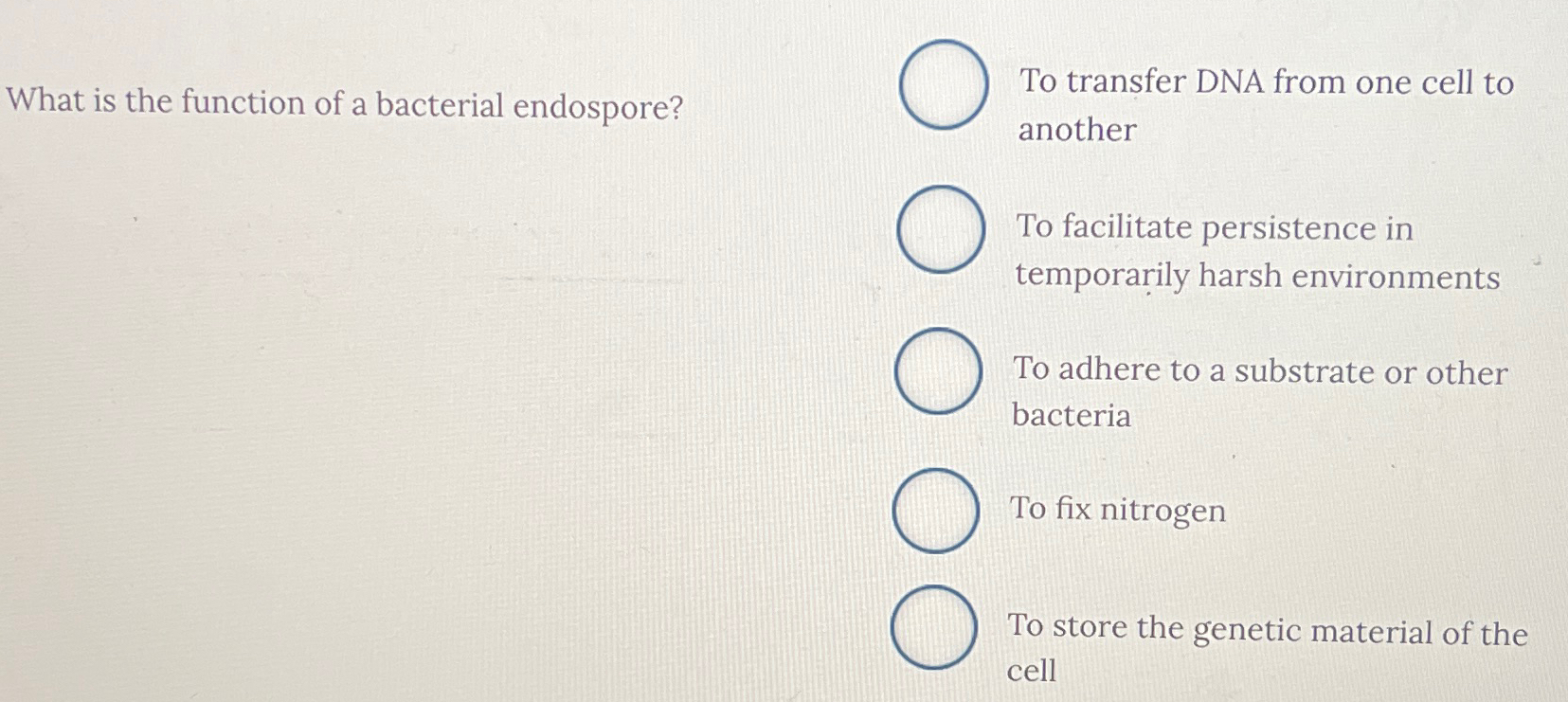 Solved What is the function of a bacterial endospore?To | Chegg.com