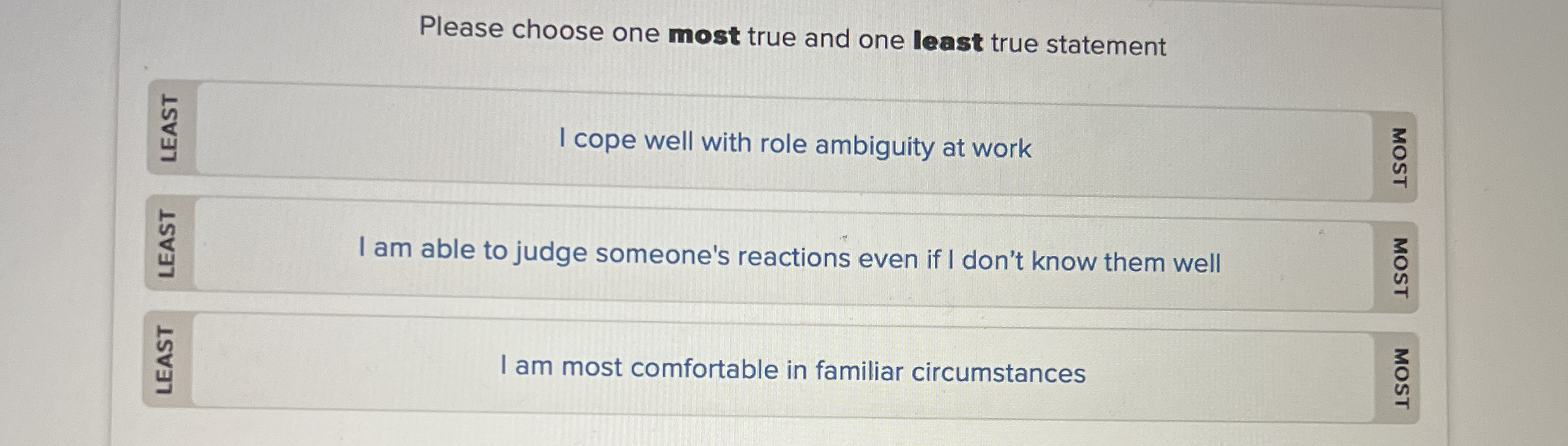 Please choose one most true and one least true | Chegg.com