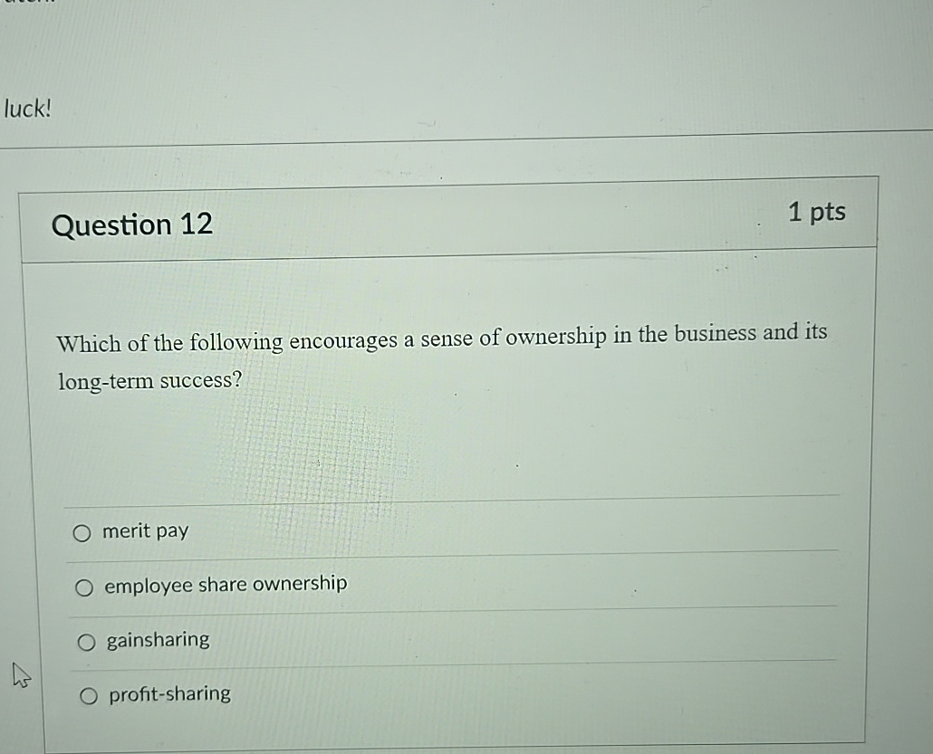 Solved luck!Question 121 ﻿ptsWhich of the following | Chegg.com