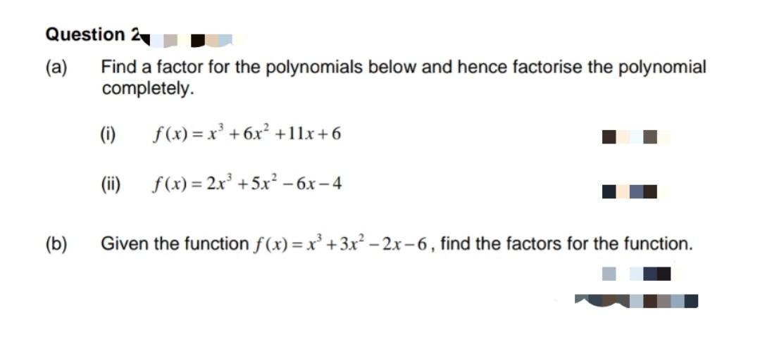 Solved Find a factor for the polynomials below and hence | Chegg.com