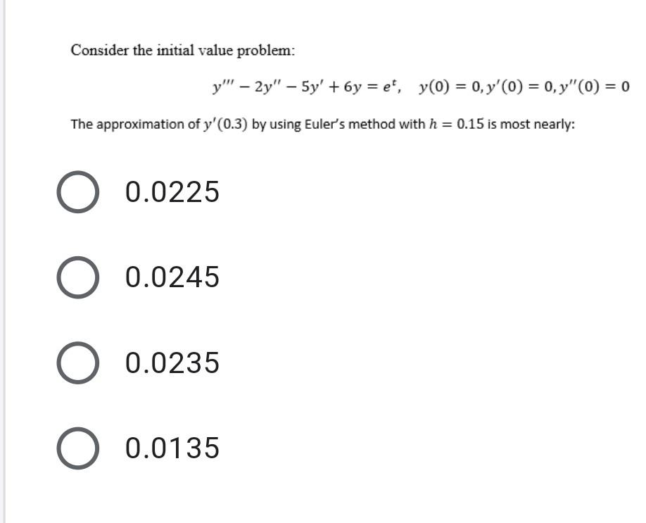 Solved Consider the initial value problem: y'' – 2y" - 5y' + | Chegg.com