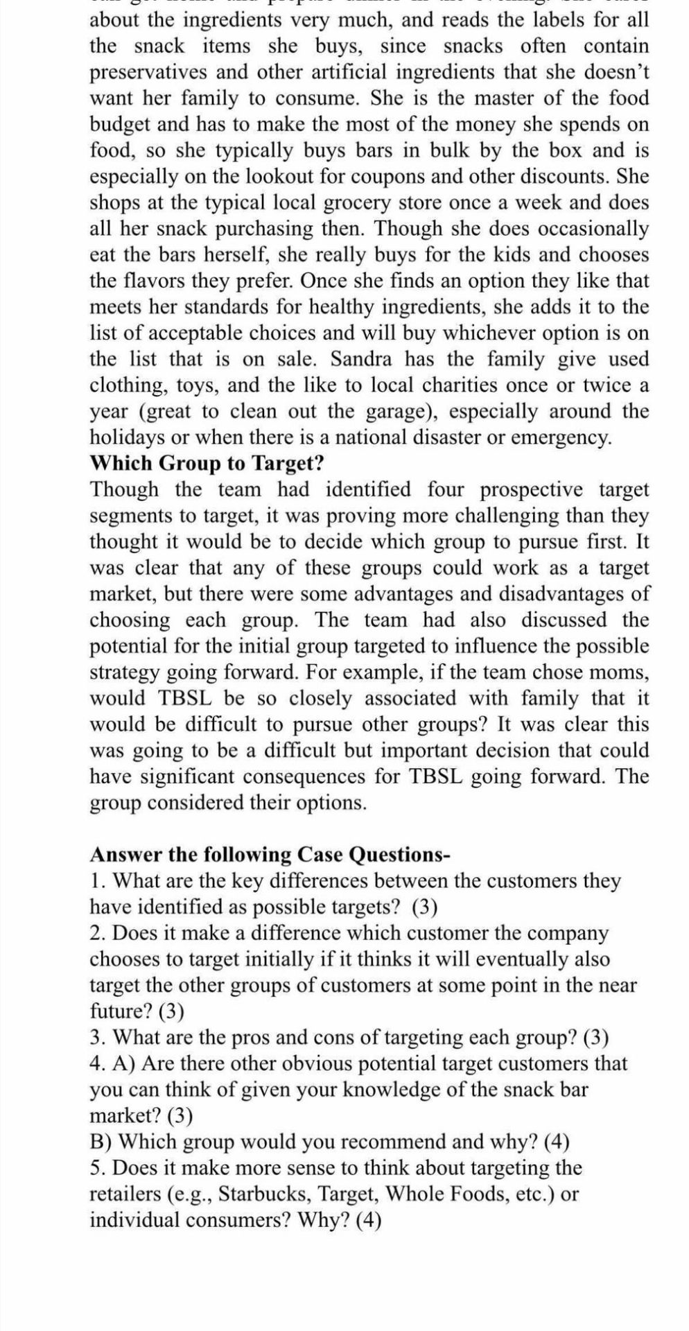 Solved Case Analysis Assignment 1- Segmentation Targeting | Chegg.com
