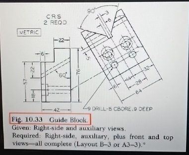 Solved Fig. 10.33 ﻿Guide Block.Given: Right-side and | Chegg.com