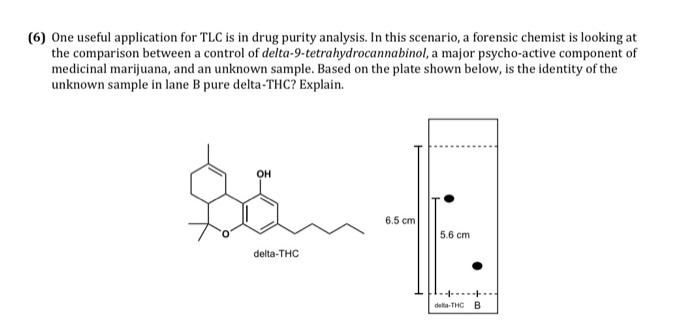 Solved (6) One useful application for TLC is in drug purity | Chegg.com