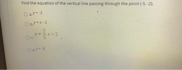 Solved Find the equation of the vertical line passing | Chegg.com