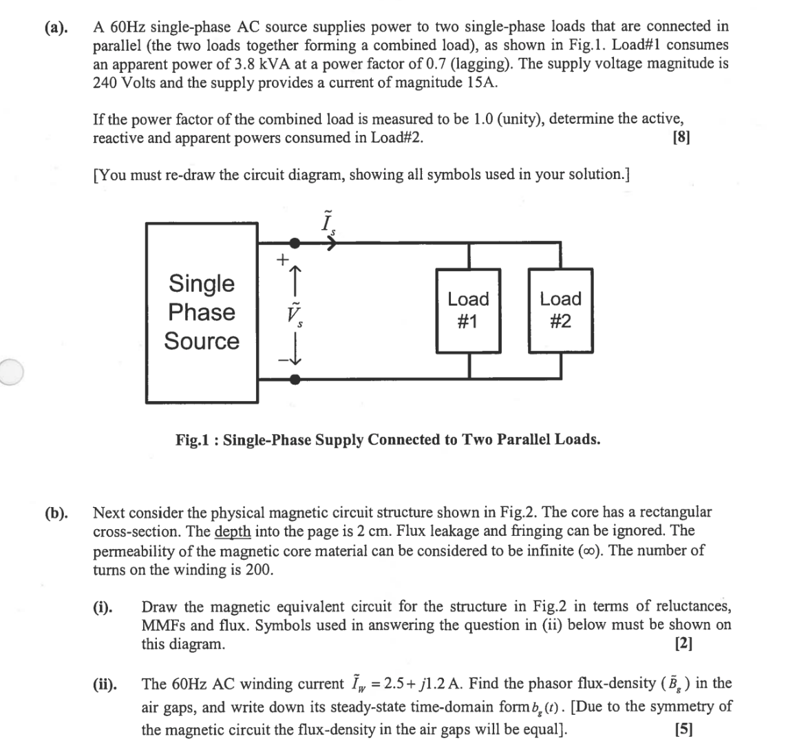 Solved a). A 60 Hz single-phase AC source supplies power to | Chegg.com