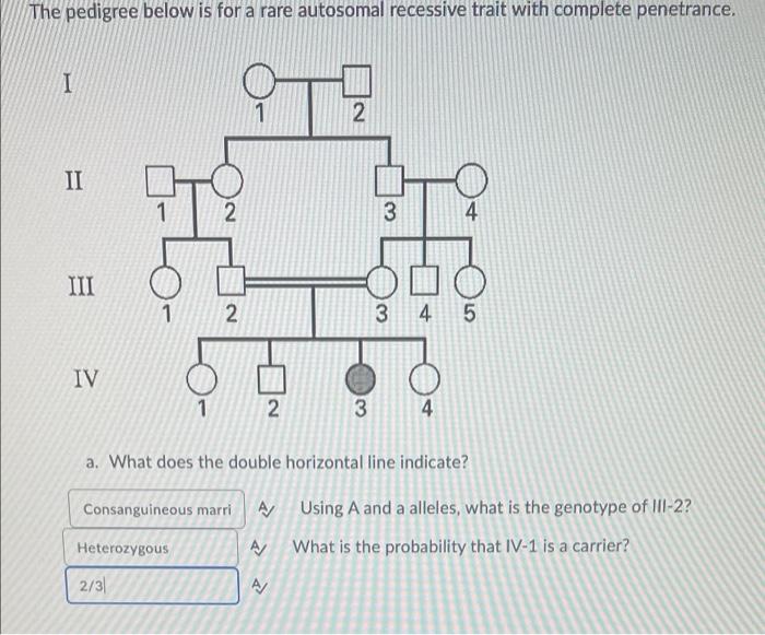 Solved The pedigree below is for a rare autosomal recessive | Chegg.com