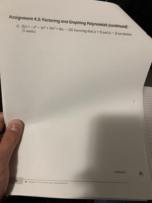 Solved Assignment 4.2: Factoring and Graphing Polynomials | Chegg.com