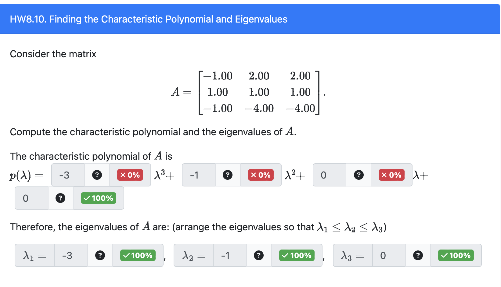 Solved HW8.10. ﻿Finding the Characteristic Polynomial and | Chegg.com