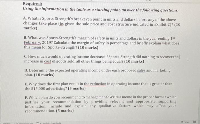 Solved Required: Using the information in the table as a | Chegg.com
