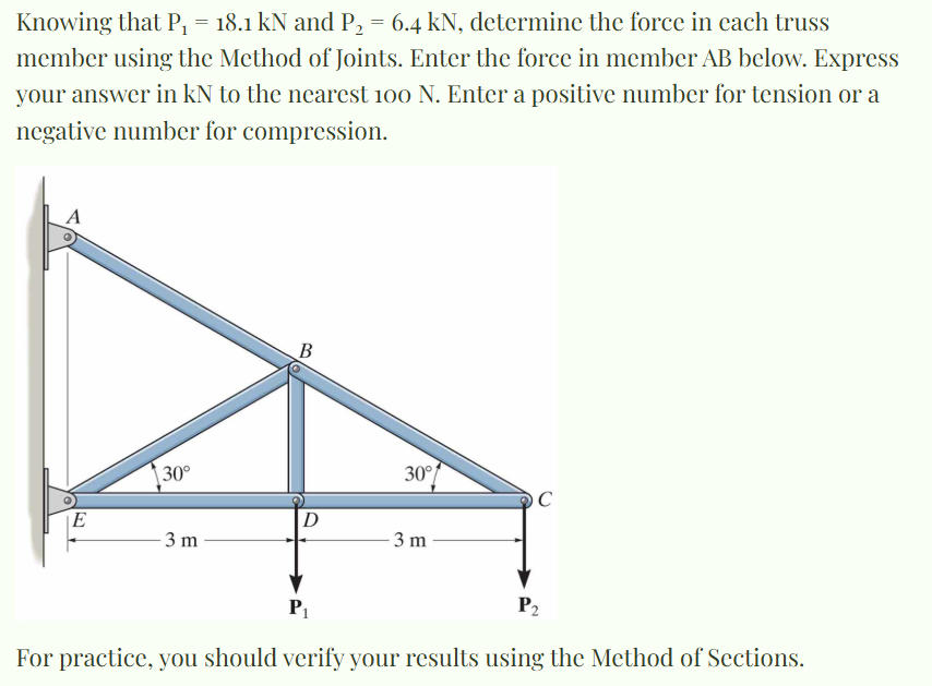 Solved Knowing that \( \mathrm{P}_{1}=18.1 \mathrm{kN} \) | Chegg.com