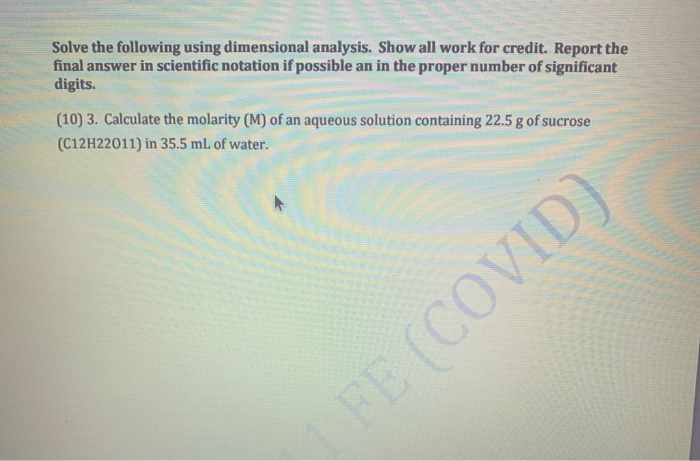 Solved Solve the following using dimensional analysis. Show | Chegg.com