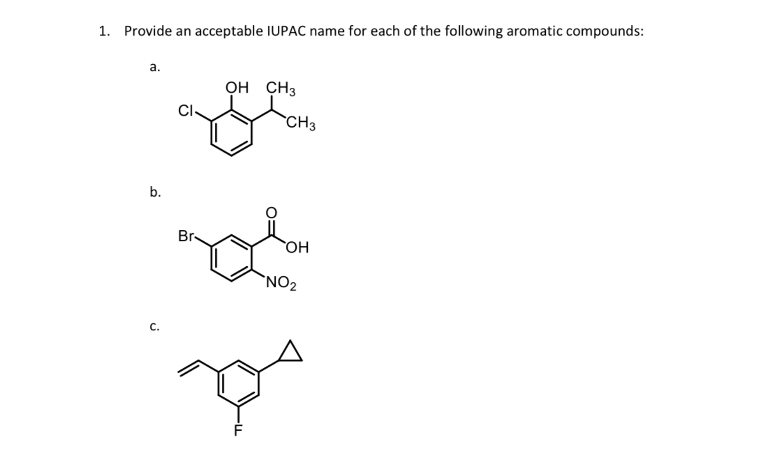 Solved Provide an acceptable IUPAC name for each of the | Chegg.com