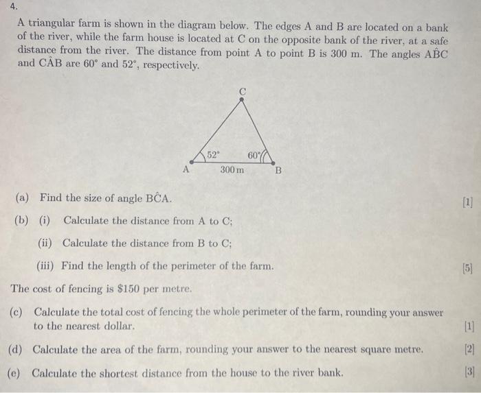 Solved A triangular farm is shown in the diagram below. The | Chegg.com