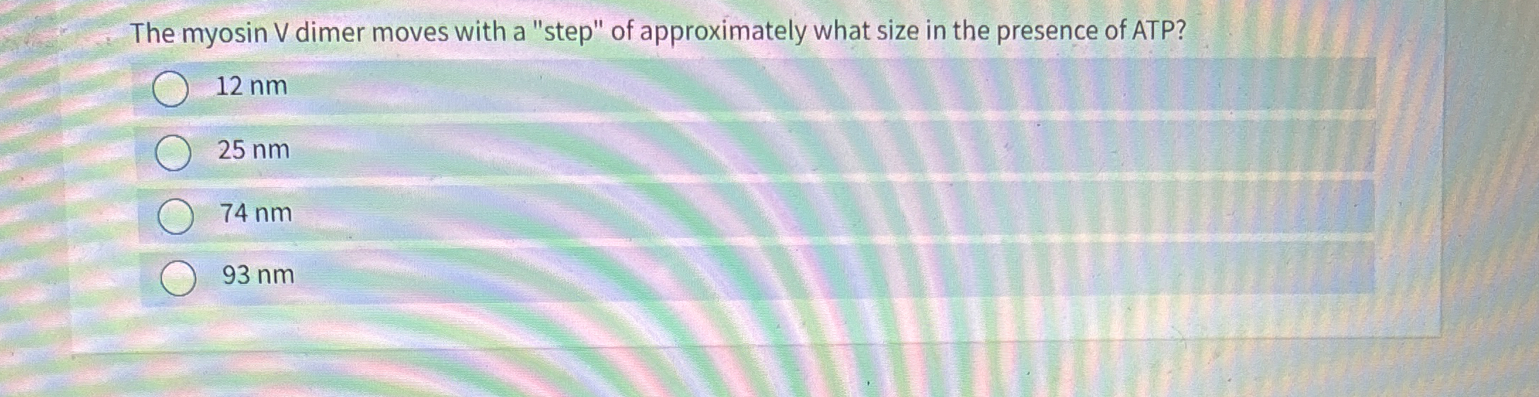 Solved The myosin V dimer moves with a "step" of | Chegg.com