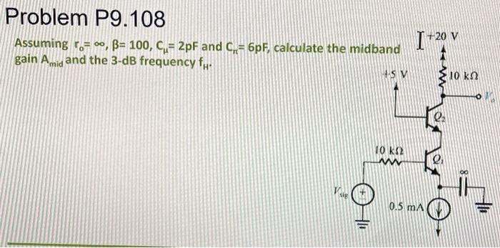 Solved Assuming r0=∞,β=100,Cμ=2pF and Cπ=6pF, calculate gain | Chegg.com