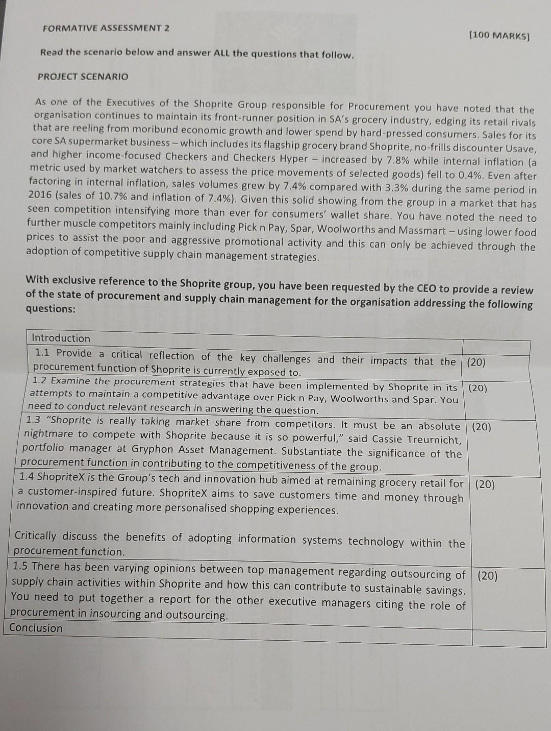 Solved FORMATIVE ASSESSMENT 2 [100 MARKS] Read the scenario | Chegg.com