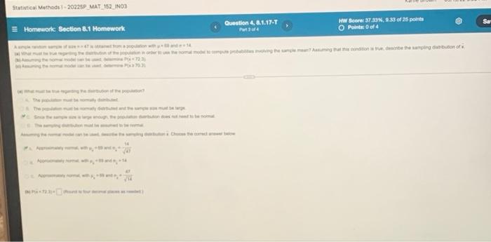 Solved Statistical Method:1-20225P MAT 152_INOS = | Chegg.com