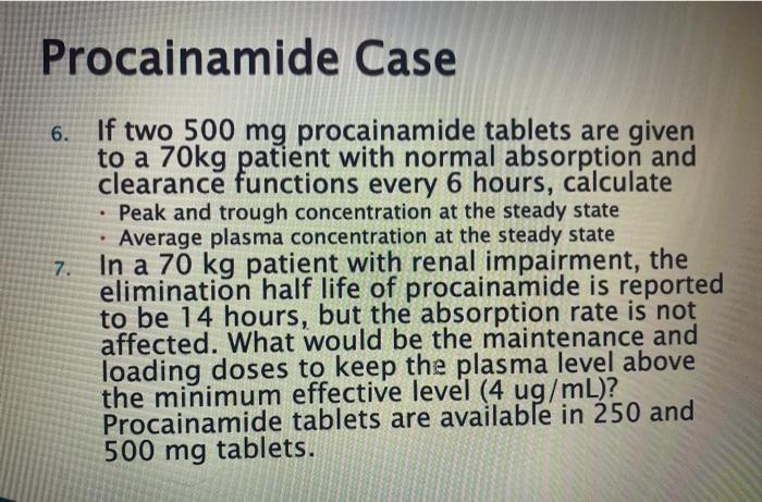 Solved Procainamide Case Procainamide is used for the | Chegg.com