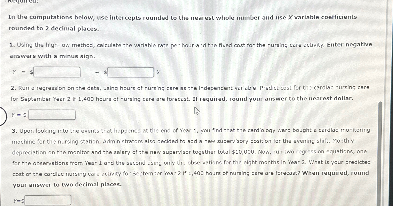 Solved In the computations below, use intercepts rounded to | Chegg.com