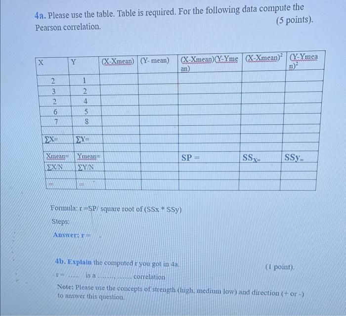 Solved 4a. Please use the table. Table is required. For the | Chegg.com