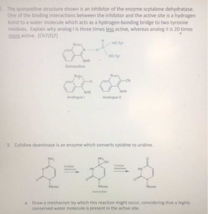 2. The quinazoline structure shown is an inhibitor of | Chegg.com