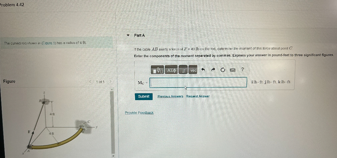 Solved 'roblem 4.42Part AThe curved rod shown in (Figure 1) | Chegg.com