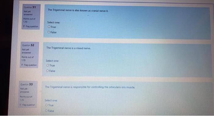 Solved The Trigeminal nerve is also known as cranial nerve X | Chegg.com