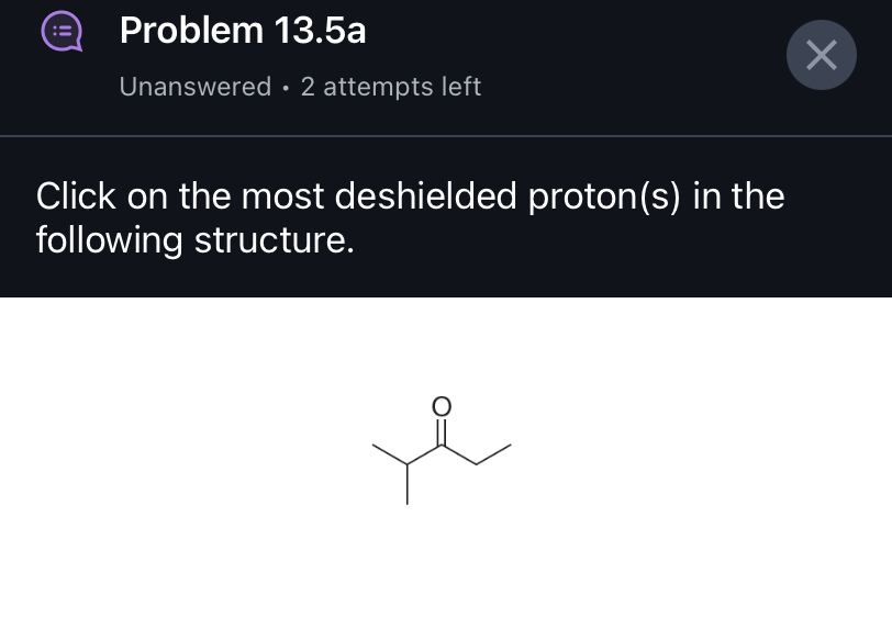 Solved click on the most deshielded proton in the following | Chegg.com