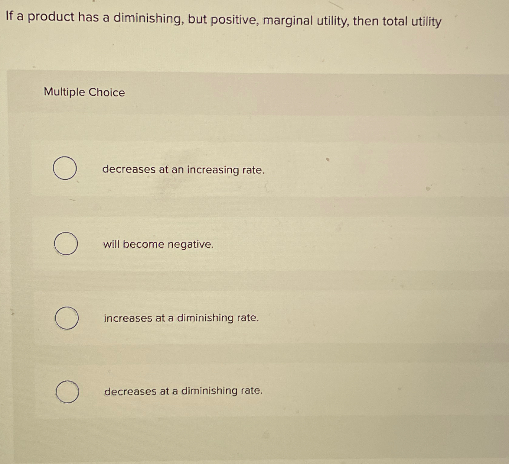 Solved If a product has a diminishing, but positive, | Chegg.com