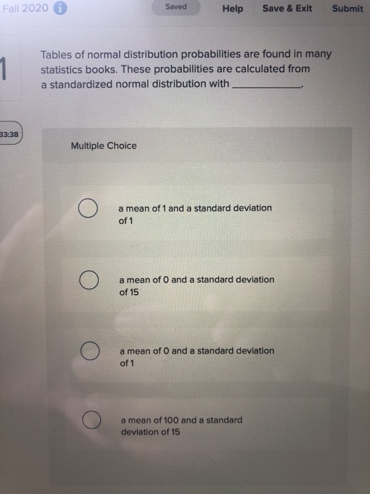 Solved Fall 2020 i Saved Help Save & Exit Submit ។ Tables of | Chegg.com