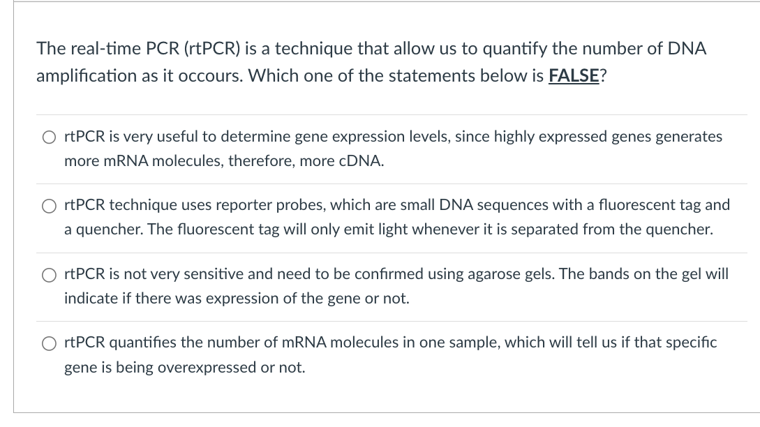 Solved The real-time PCR(rtPCR) ﻿is a technique that allow | Chegg.com