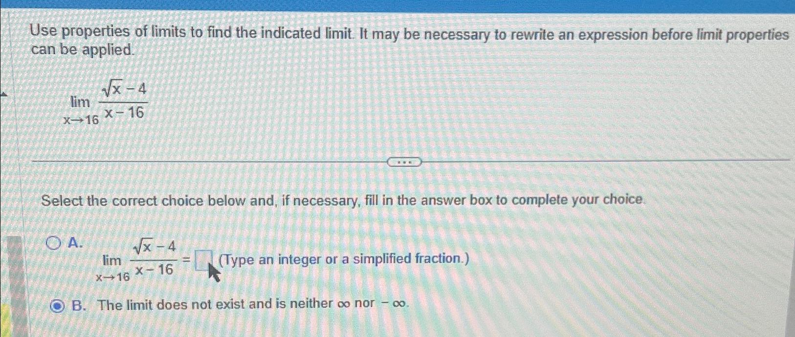 Solved Use properties of limits to find the indicated limit. | Chegg.com