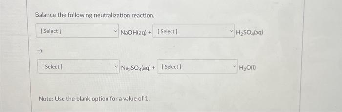 Solved Balance the following neutralization reaction. | Chegg.com