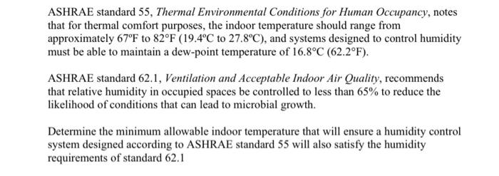 Solved ASHRAE standard 55, Thermal Environmental Conditions | Chegg.com